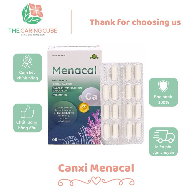 Aplicaps Menacal calcium, vitamin K2 and D3 supplement pills, box of 60 ...