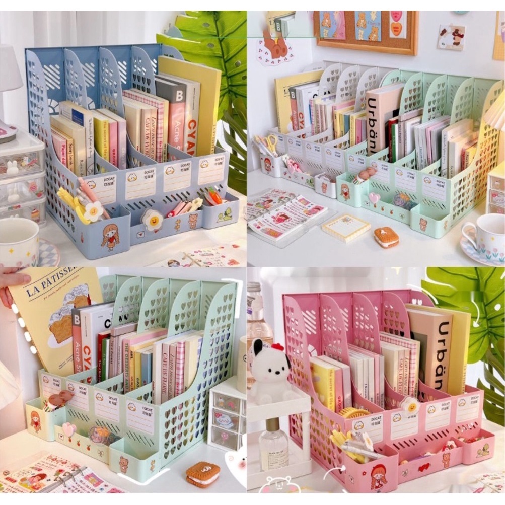 DecorVN document tray A4 office document shelf with 4 desktop ...