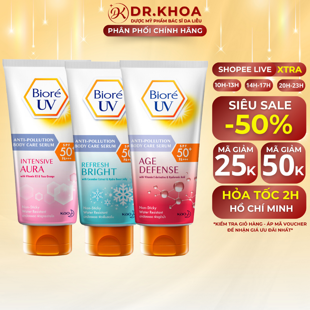 Biore Body Sunscreen Serum SPF50, PA++ + Biore UV Sunscreen 50ml ...