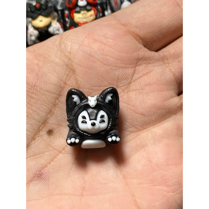 Artisan cute Fox black and white Keycap for Antlionvn mechanical ...