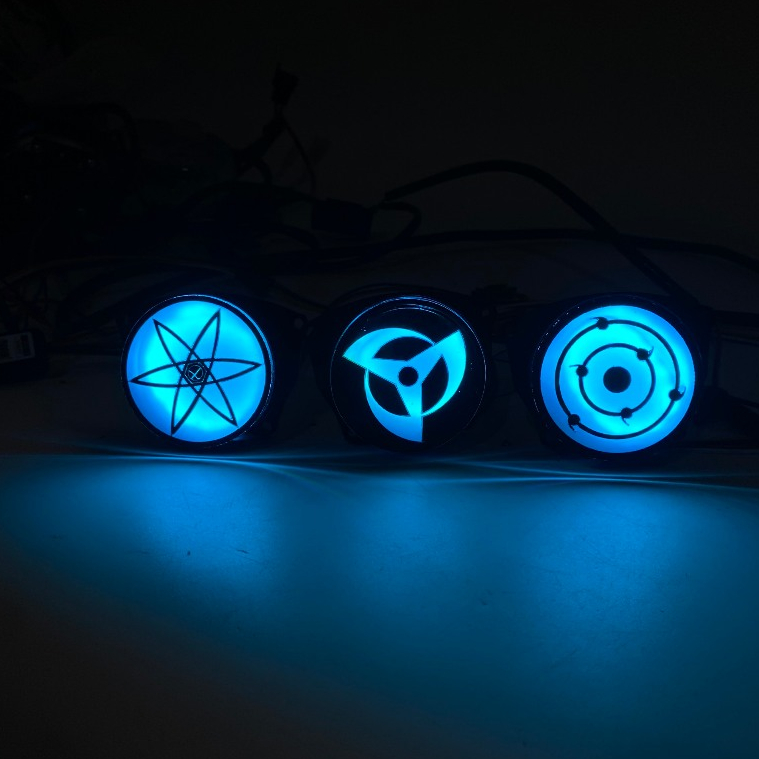 Sharingan rotating Led face with cross-ball lights, mounted on Demi for ...