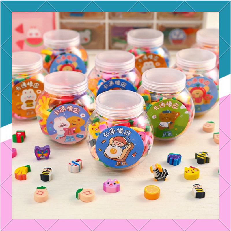 Box of mini erasers with many cute designs (1 box of 50) | Shopee Malaysia