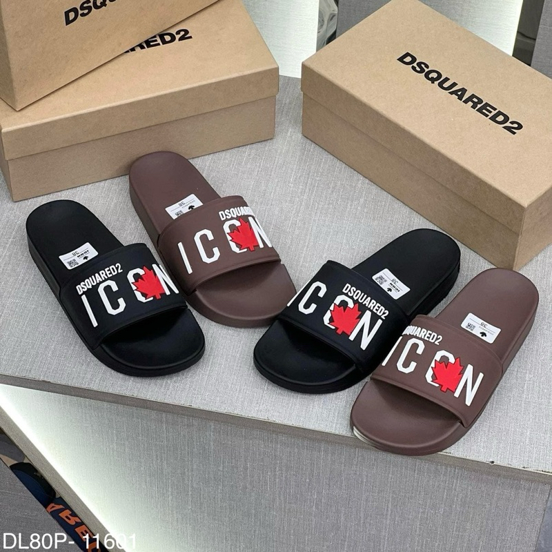 Dsq men's slippers with rubber straps embossed with white ICON ...