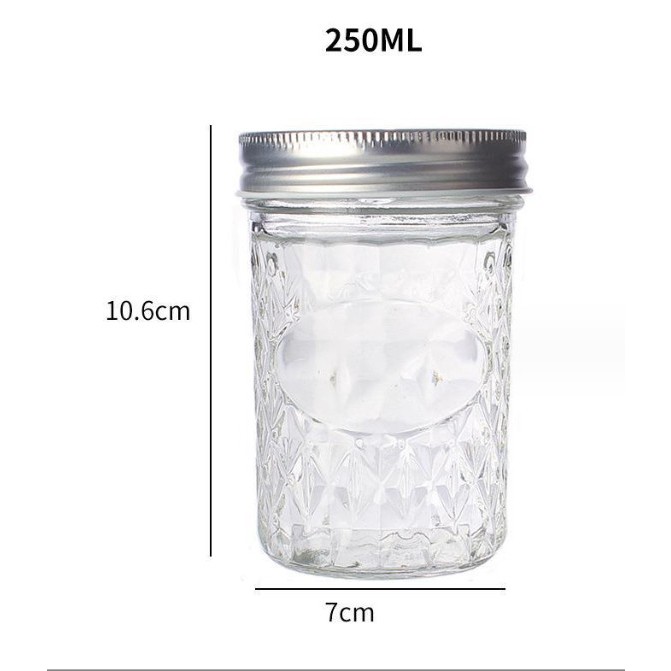 Jd Jam Glass Jar Diamond With Aluminum Lid 250ml | Shopee Malaysia