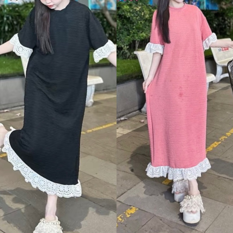 Lacy foam elastic loose maxi dress with loose form for ladies in all ...