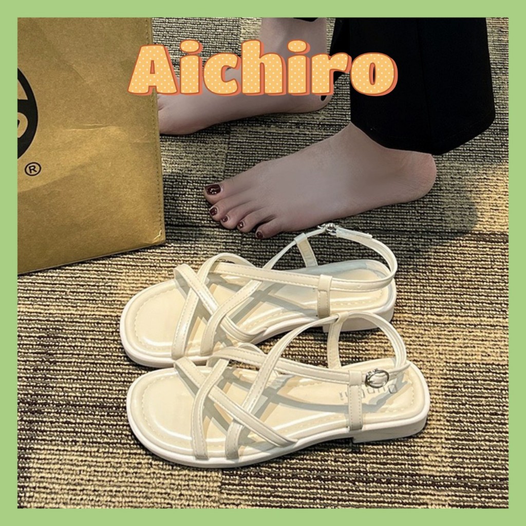 Women's flat sandals with cross straps, soft and comfortable leather ...