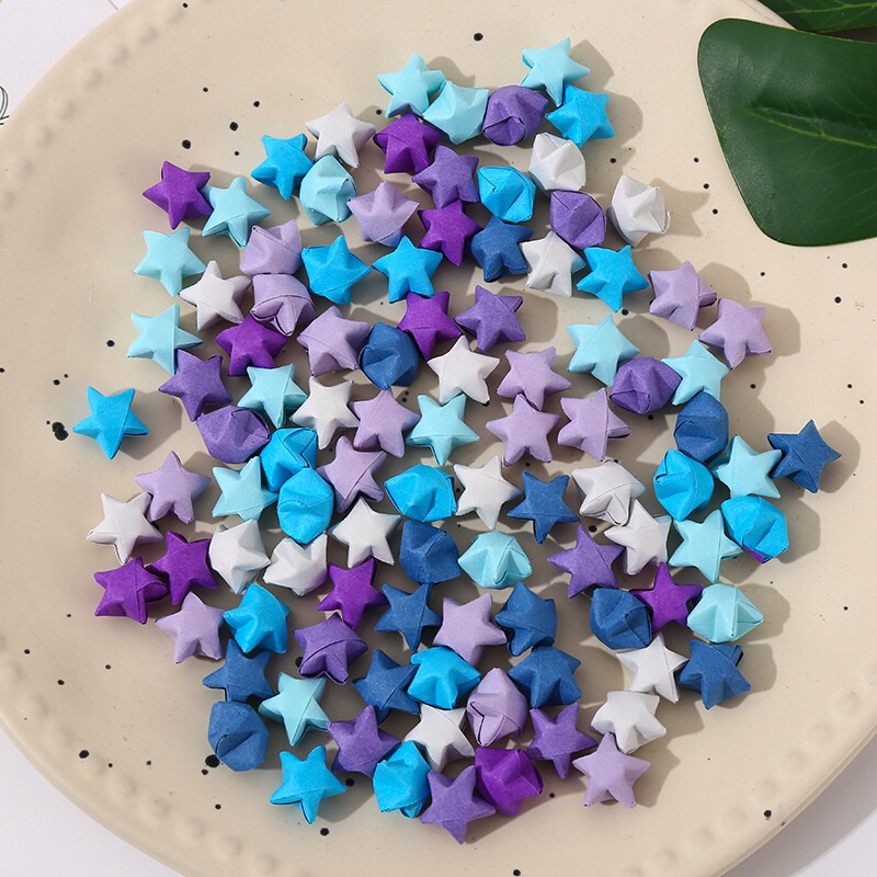 [2-DAY Preparation] combo of 100 - 520 pre-folded paper stars in blue ...