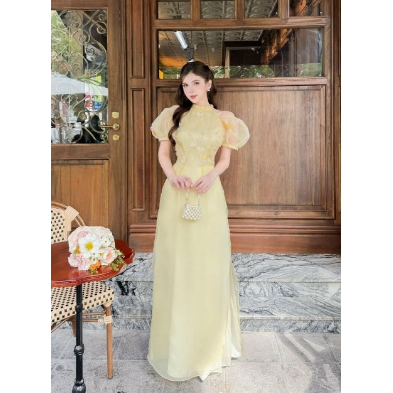 Lady Dim Chau Ao Dam Chau Ao Dai, organza Material, Embroidered - At ...