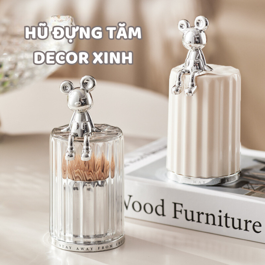 Toothpick Jar, Luxury Glossy Silver Bear Toothpick Bottle, Lovely ...