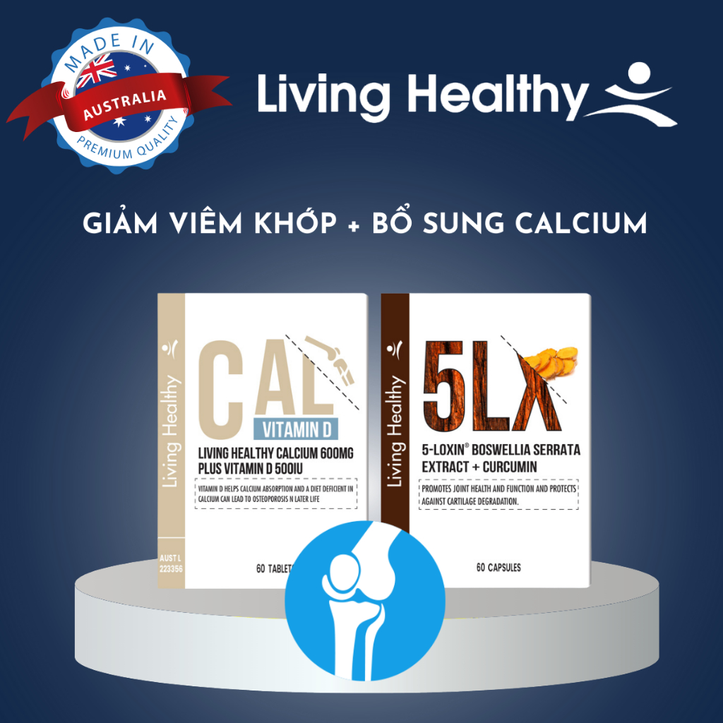 Living Healthy Calcium + anti-inflammatory, degenerative oral tablet & 5-Loxin (Australia ...