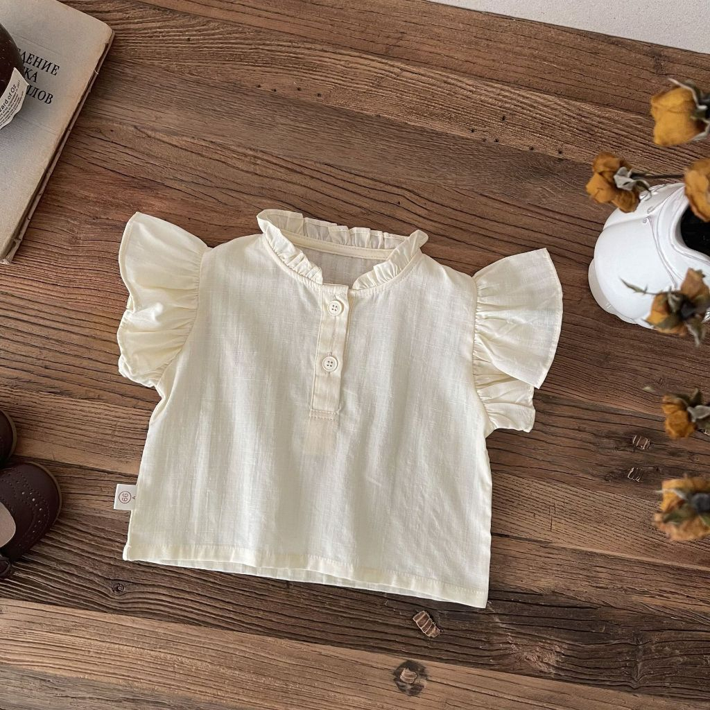 Julybee Ruffle Sleeve Shirt Cute Summer Fashion Short Sleeve Ruffle ...