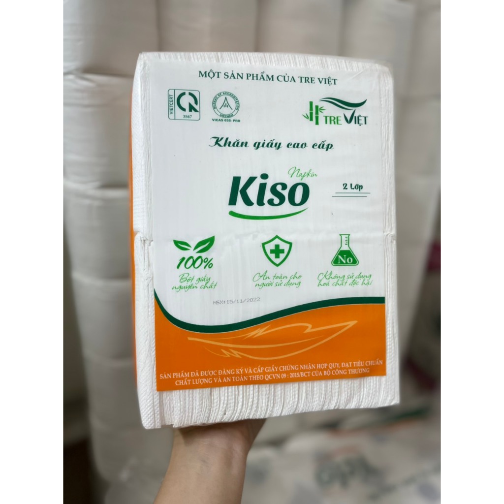 Kiso Napkin Bamboo Viet square Napkin paper, 2 layers, size 24*24cm, folded form - Genuine ...