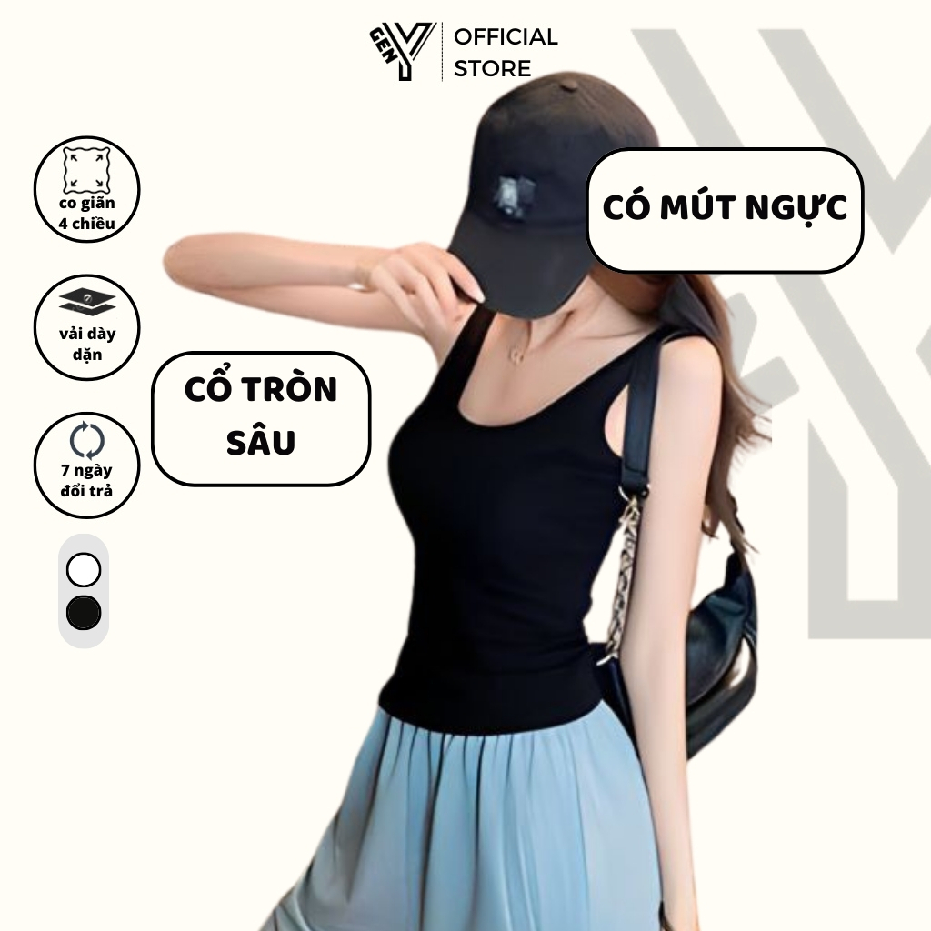 GenY women's long tank top with padded chest, body-hugging form ...