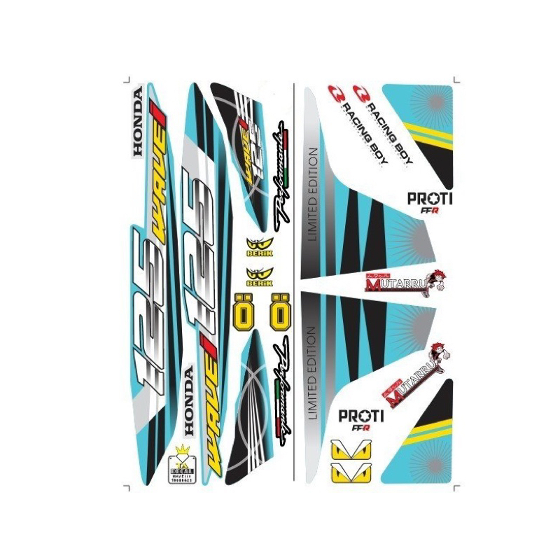 Wave 110 car sticker has the number 125i blue and black, premium 3 ...
