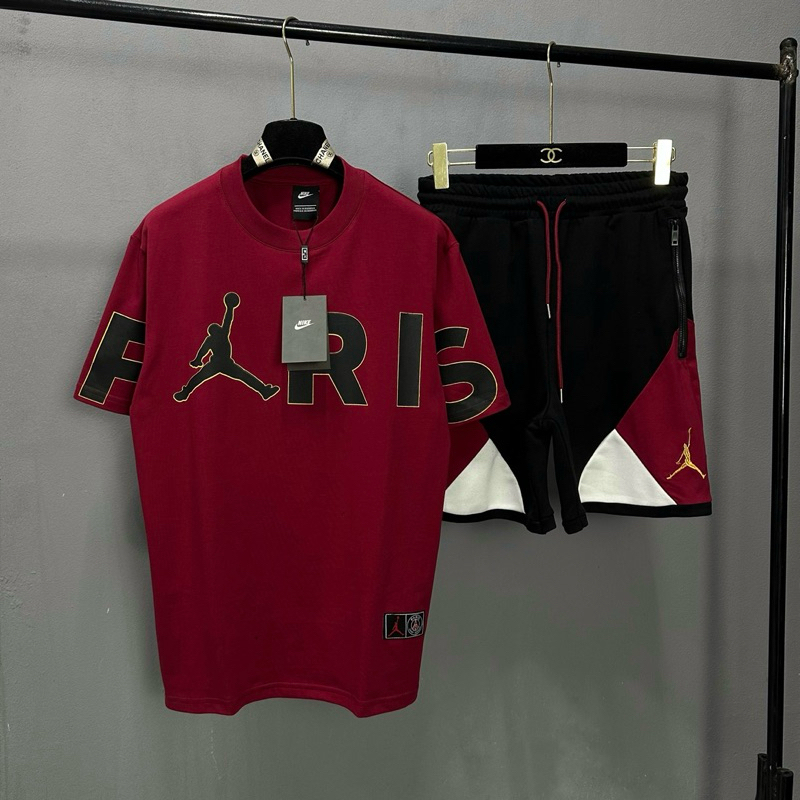 Men's tracksuit short sleeve cotton with letter print across the chest ...