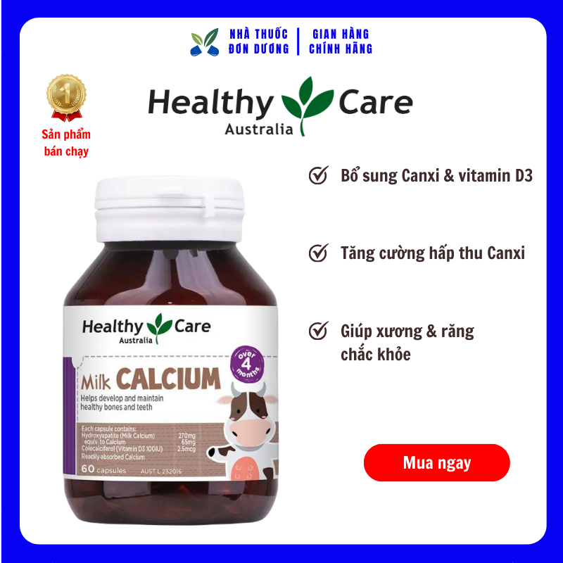 Healthy Care Kid'S Milk Calcium oral tablet with Calcium, Vitamin D3 ...