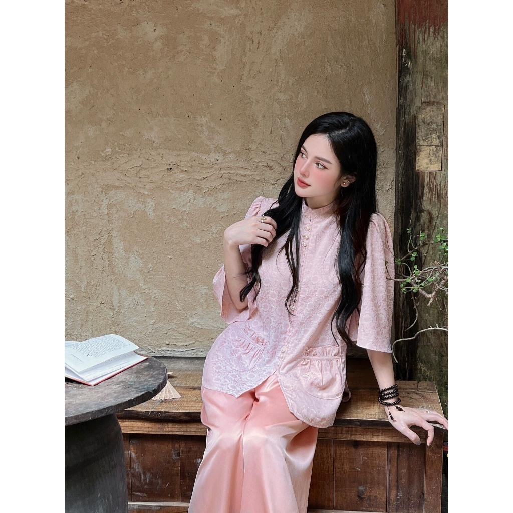 Dharma Dress Set for Going to the Temple with Brocade Chrysanthemum Lady Collar Wide-Sleeved ...