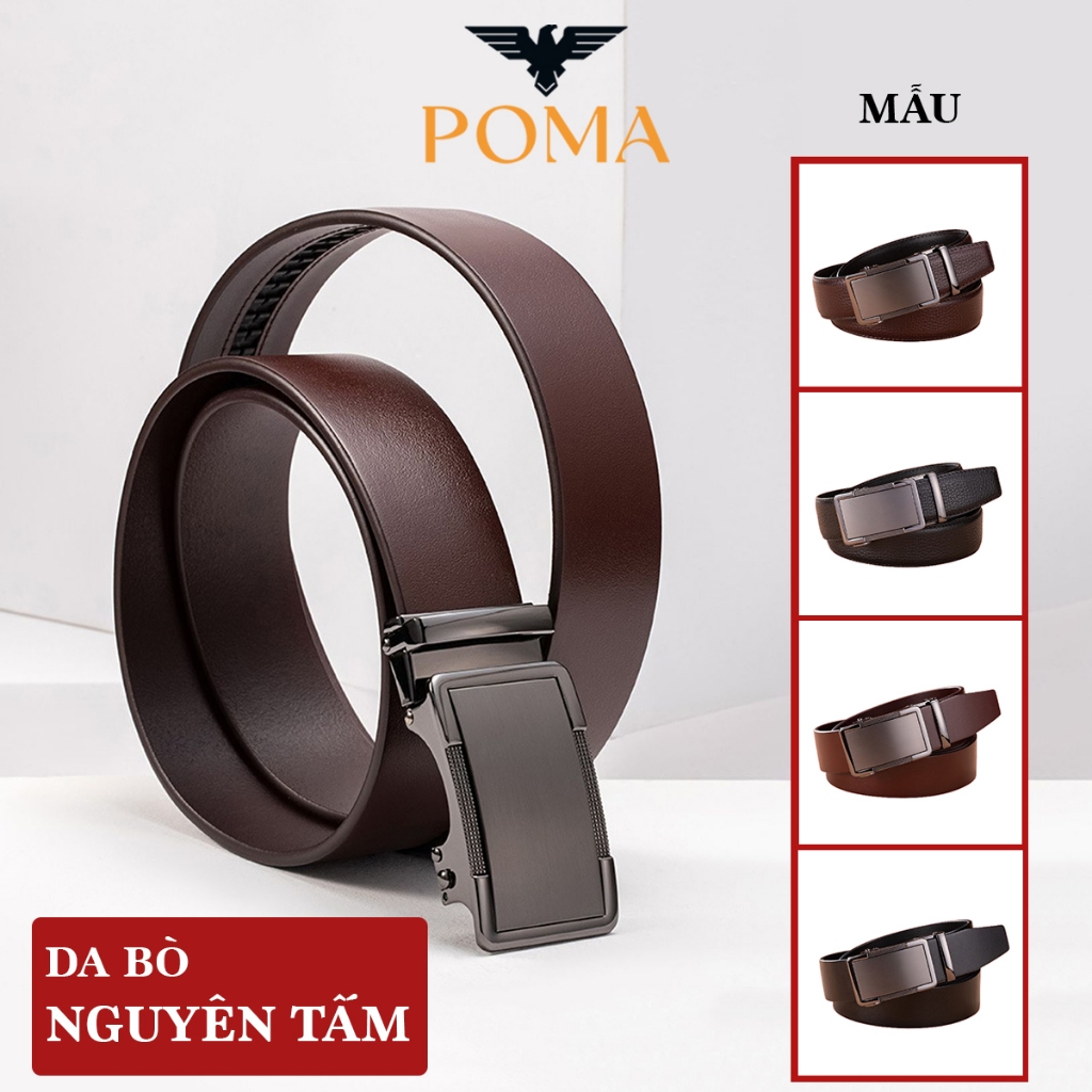 Poma full-grain cowhide men's belt with metal slide buckle, MANY COLORS ...