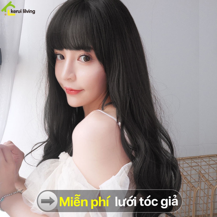 Long Dark Brown Wig Curling Waves Play NAGO Dark Long Hairline, Korean ...