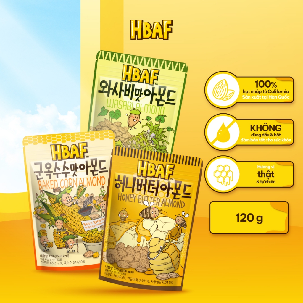 [120g Pack] HBAF Korean Flavored Almonds Healthy Snack - 120g Pack | Shopee Malaysia