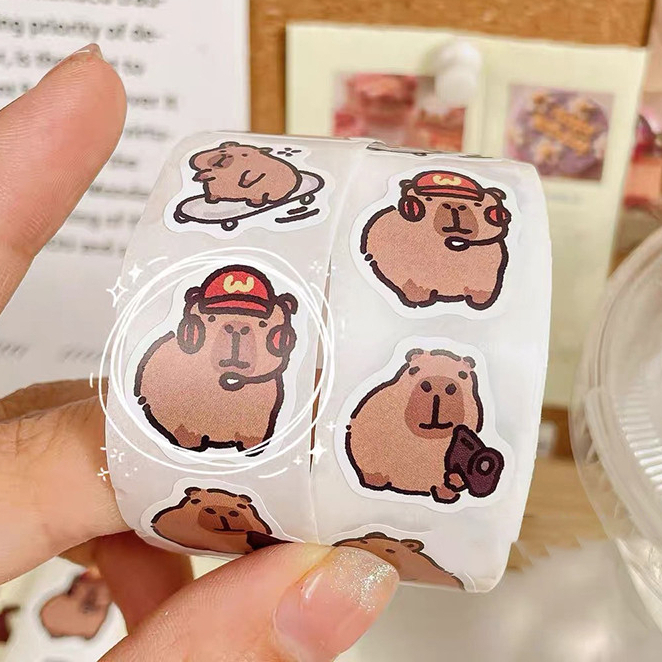 Roll of 500 Thank You Cute Capybara Stickers for Envelope Decoration ...