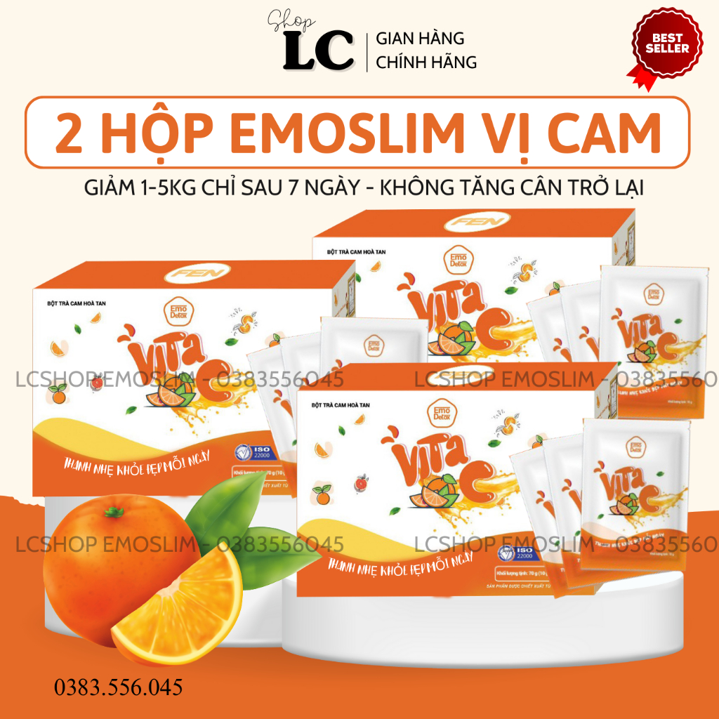 Combo 3 Boxes Of Weight Loss EMOSLIM, EMO DETOX Orange Flavor Drinking ...