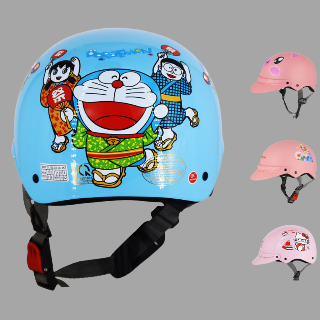 Varo half-head helmet with Doraemon nobita heloktty stamp, heat-pressed ...