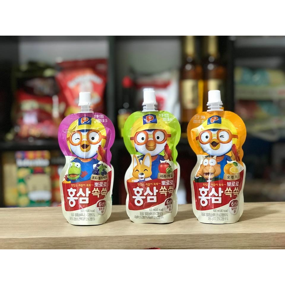 Combo of 5 bags of Paldo Pororo Korean Red Ginseng Fruit Drink 100ml ...