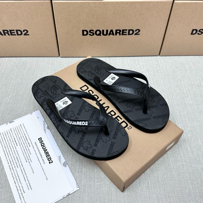 Dsq men's and women's flip-flops with foam rubber sole embossed with ...