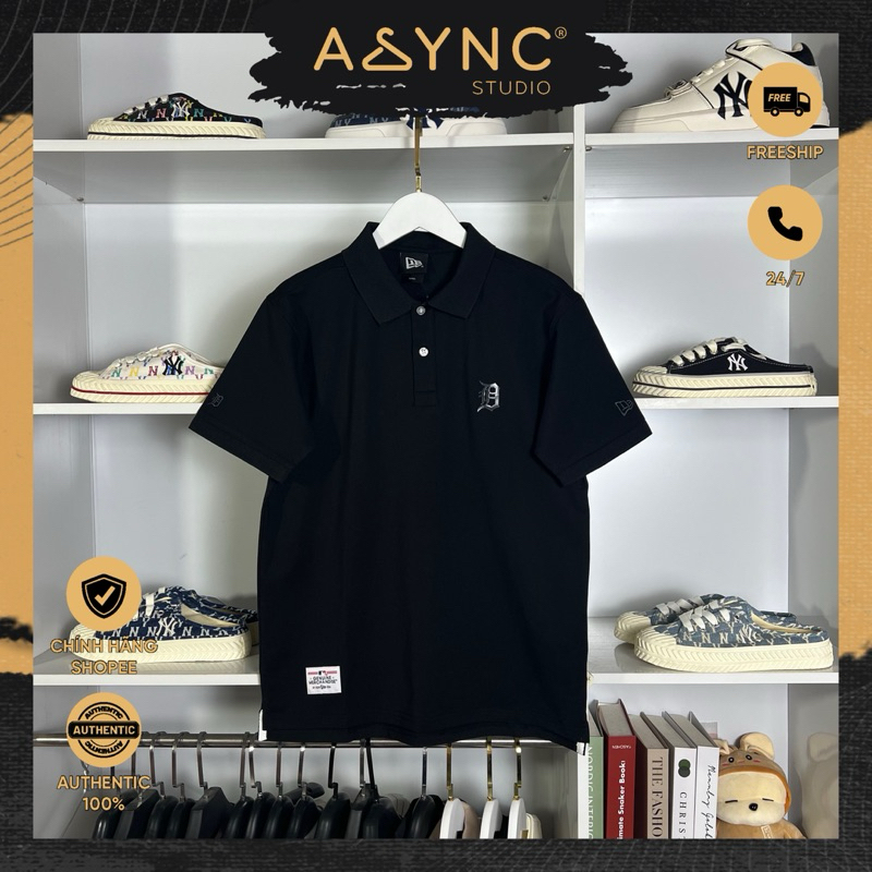 (Auth) New Era Detroit Tigers Polo Shirt Black CODE: 13718759 - Async ...