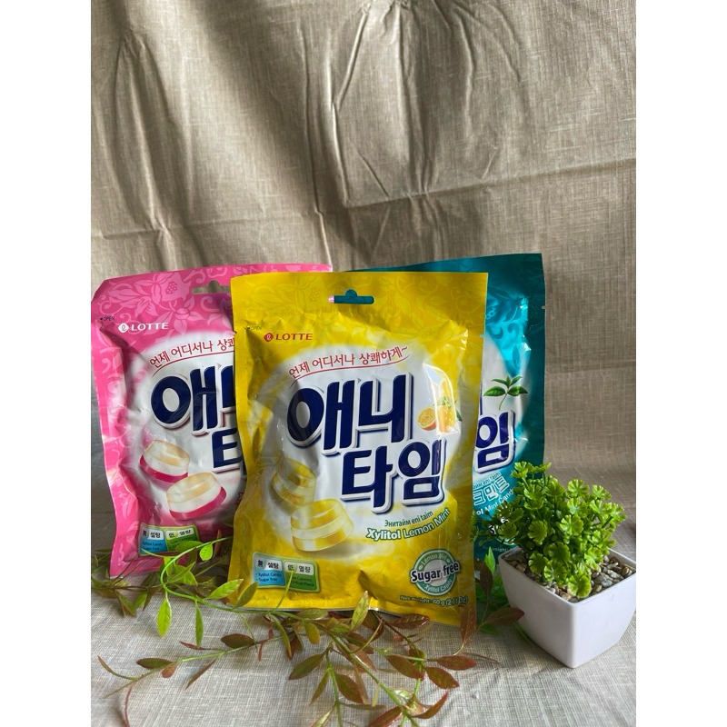 Lotte Anytime sugar-free candy mint lemon, peach flavor, 60g | Shopee ...