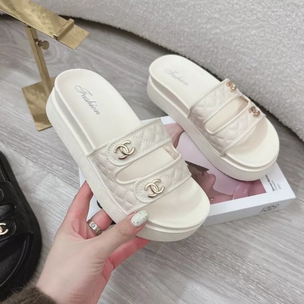 2 Channel Horizontal Straps High Heel Women Slippers 5cm (Code1958 ...