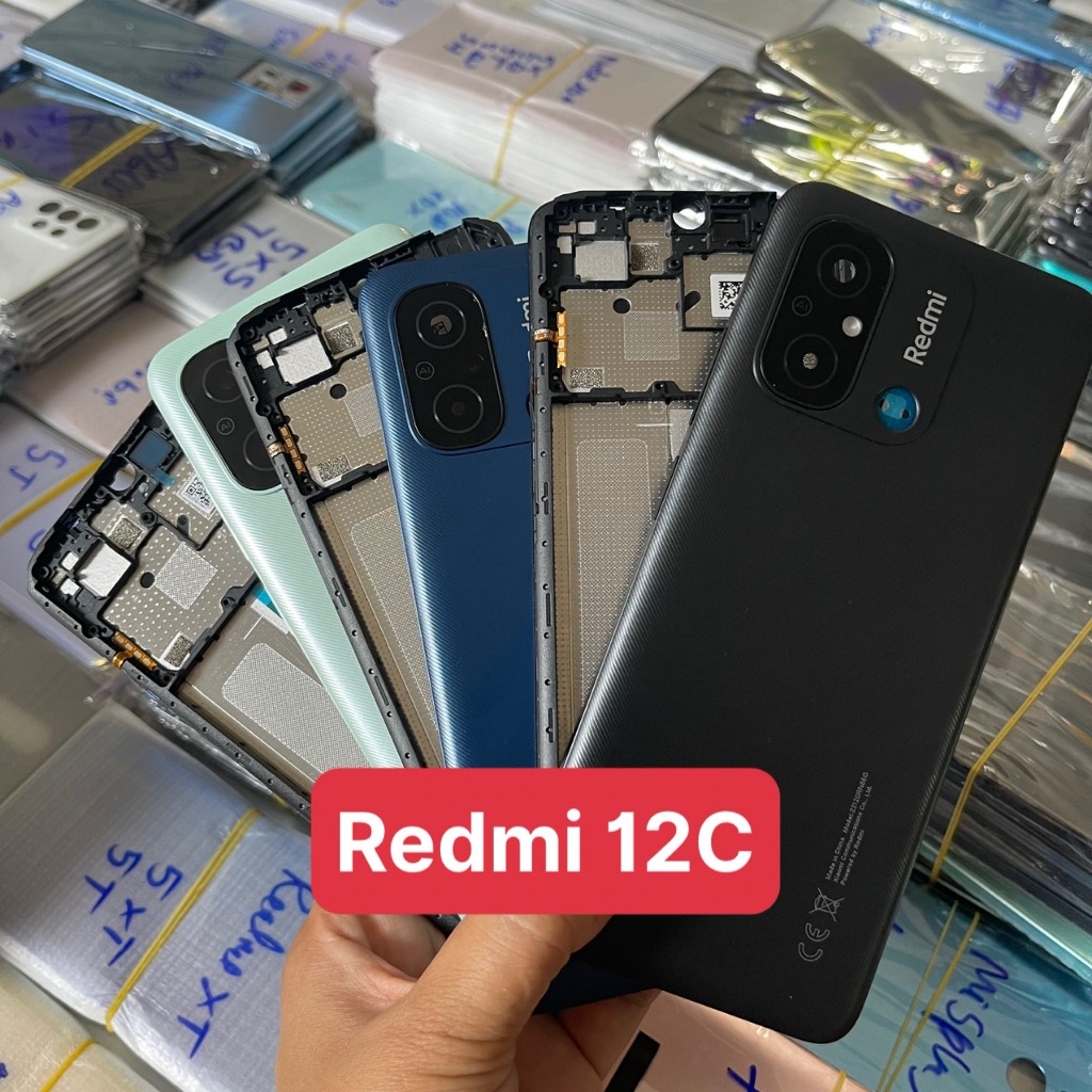 New xiaomi redmi 12c zin Case Set With Orange Glass And sim Tray ...