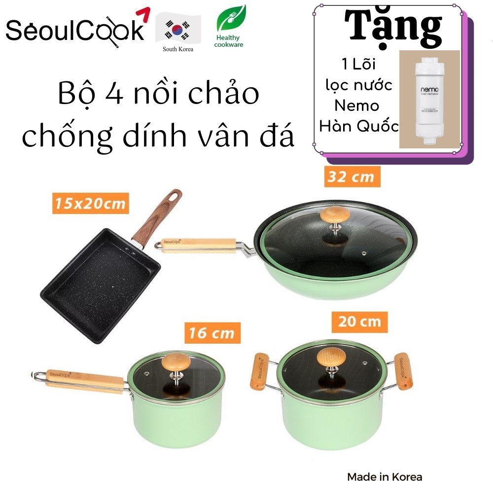 Free water filter core - Set of 4 16cm pot + 20cm pot + 32cm deep pan ...
