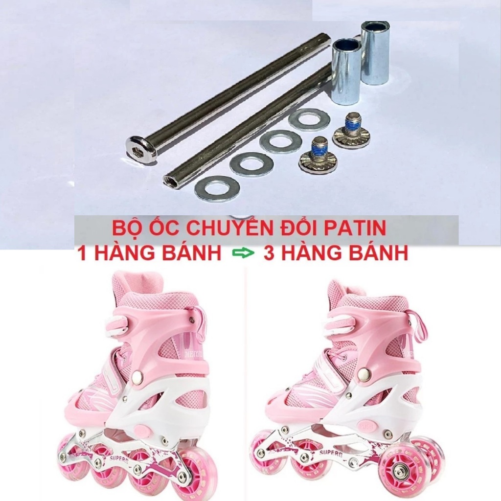 Set of screws to convert roller skates in 1 row to 2 and 3 rows of ...