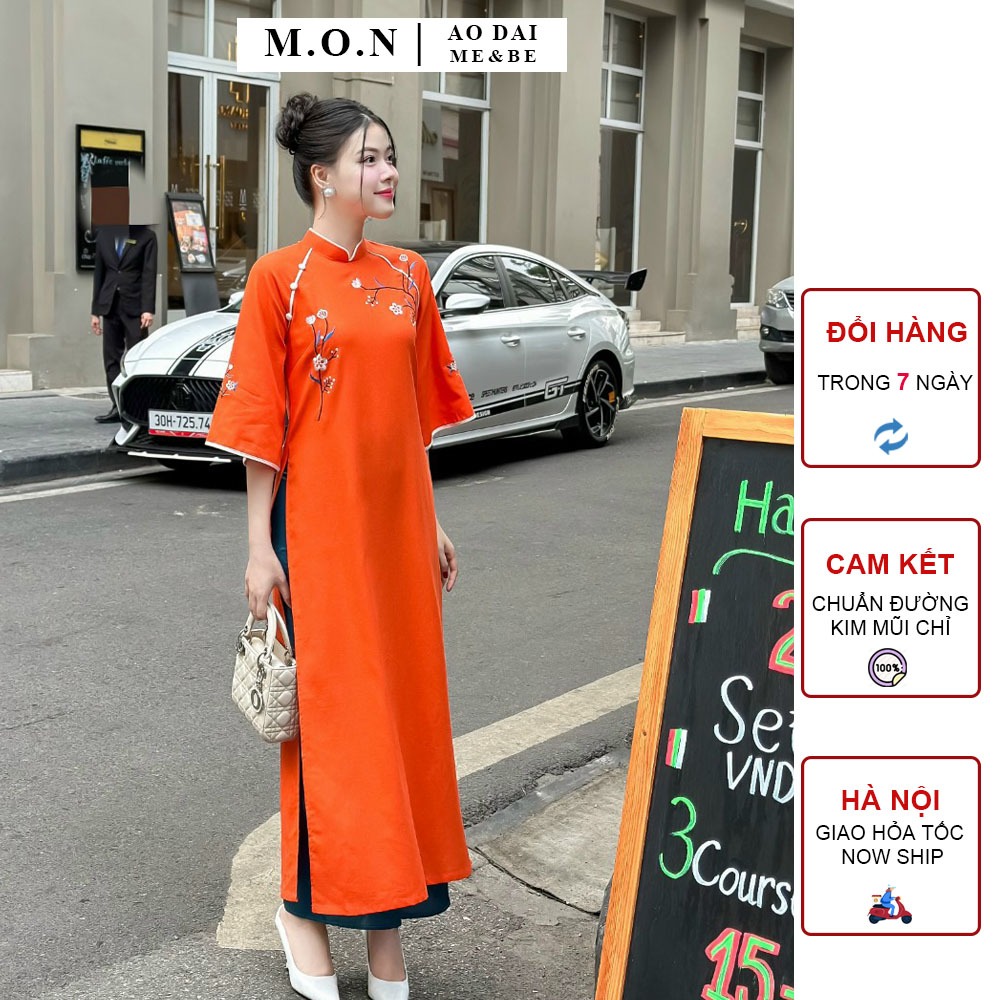 Thanh Bich Women's Ao Dai Set Made of Linen | Shopee Malaysia