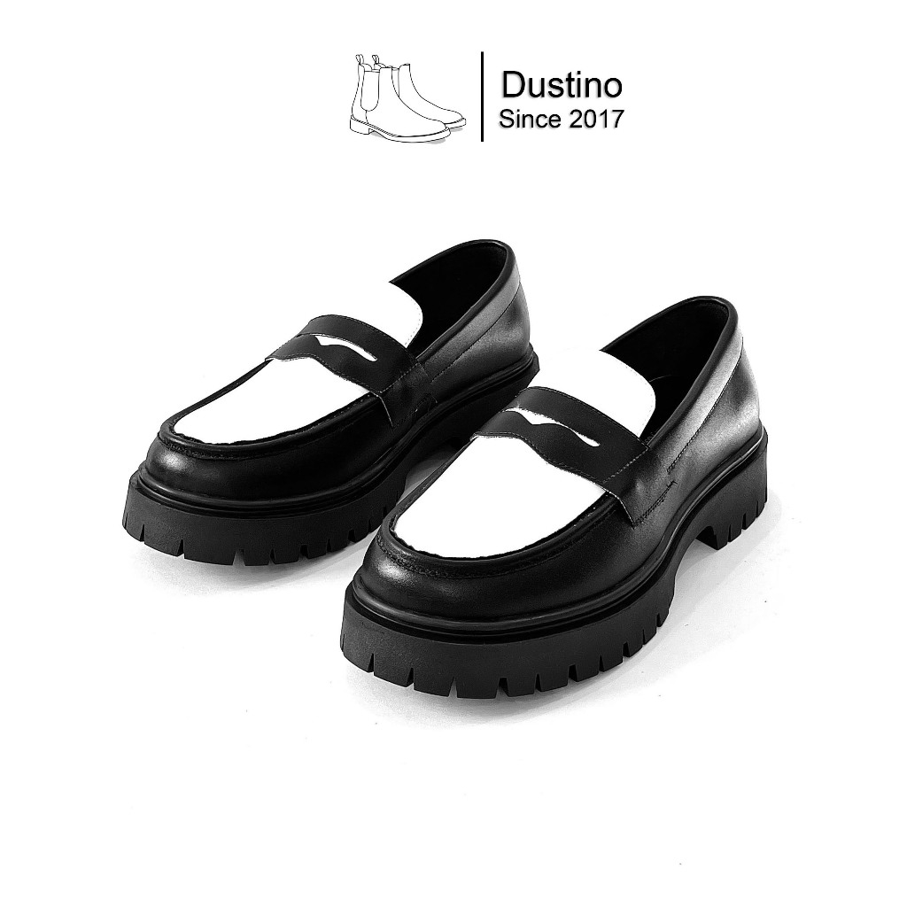 (Back 1 size) Cheap Penny Chunky Loafer Black White Shoes, Modern style ...