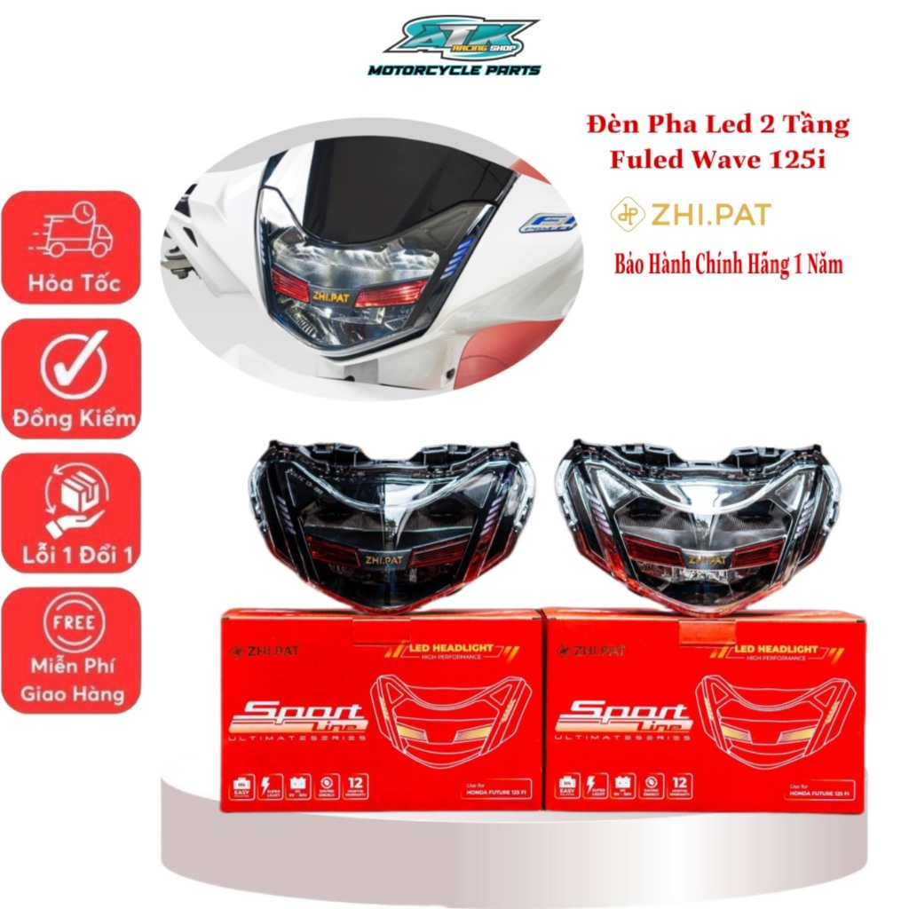 Wave 125i 2-level LED headlight, genuine Zhipat FuLed Fi, new model ...