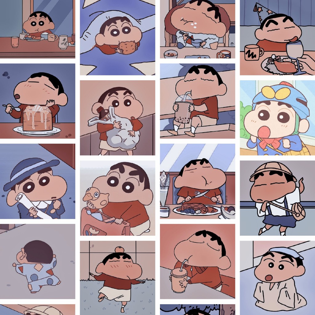 Set of 50 stickers cu Shin the pencil boy with 50 different images ...