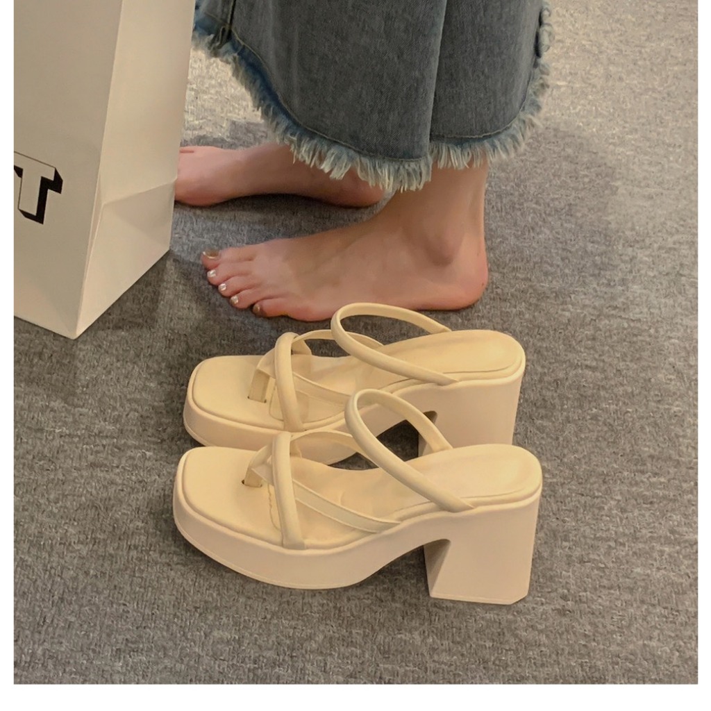 Women's High Sole Sandals with thin straps, basic design, 8cm high T2 ...