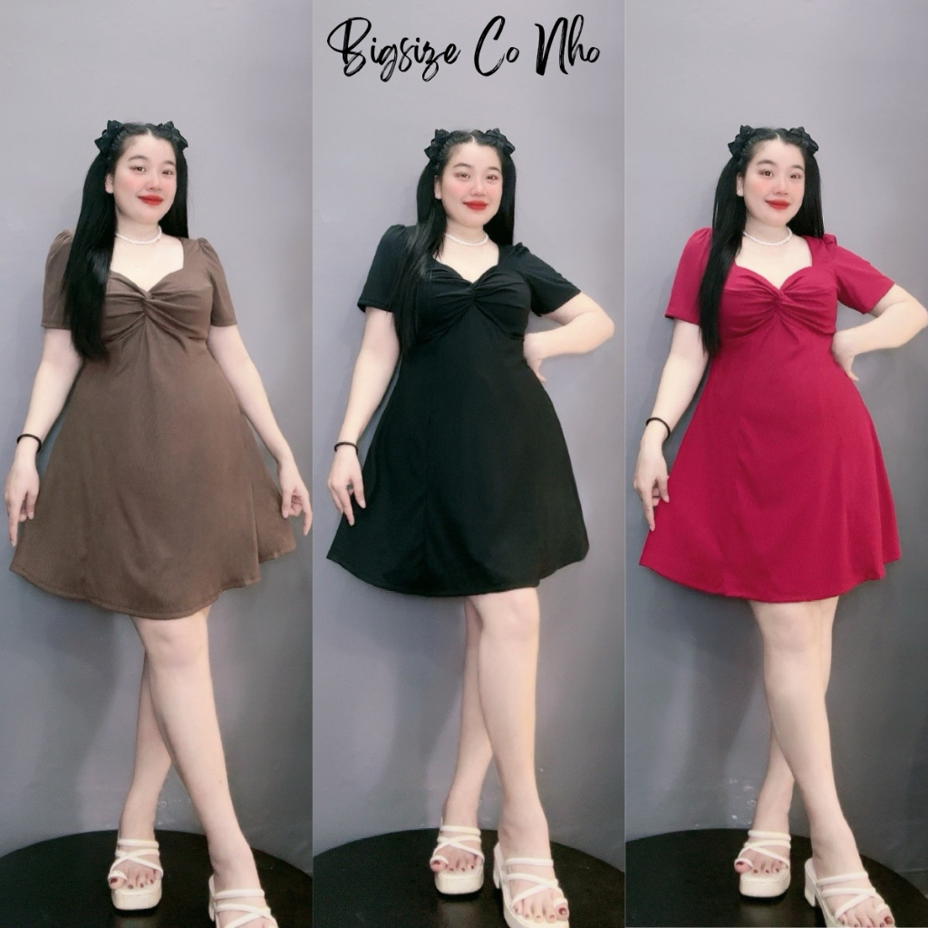 Women's big-size design dress with short sleeves and flared neckline ...