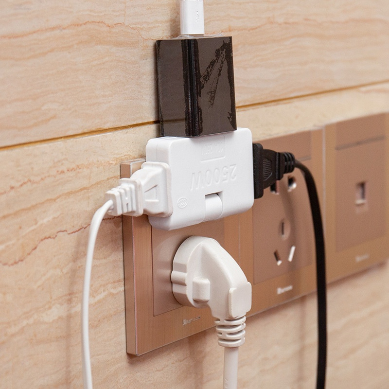 [Flat + Round Hole] Narrow Space Power Plug Socket Folds into 3 ...