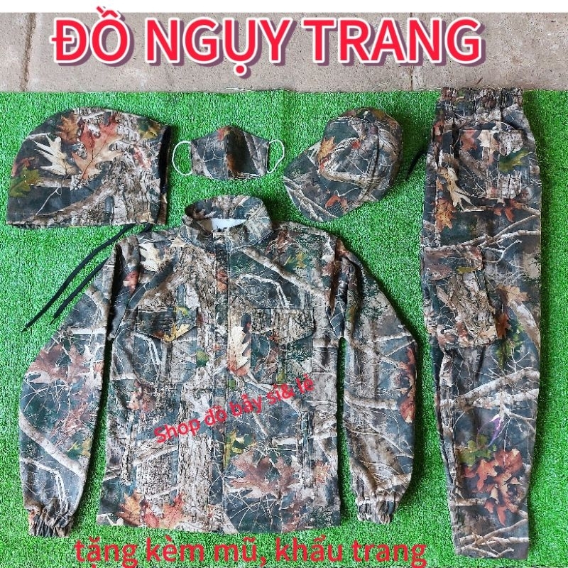 Camouflage forest clothes come with a super nice hat and mask | Shopee ...