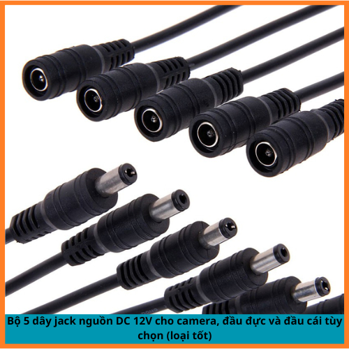 Set of 5 DC male and female power jack wires 12V 5.5*2.1mm with wire ...