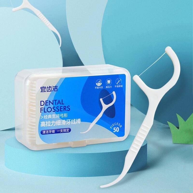 Dental Floss Toothpick Box of 50, Super thin Dental Floss Toothpick ...