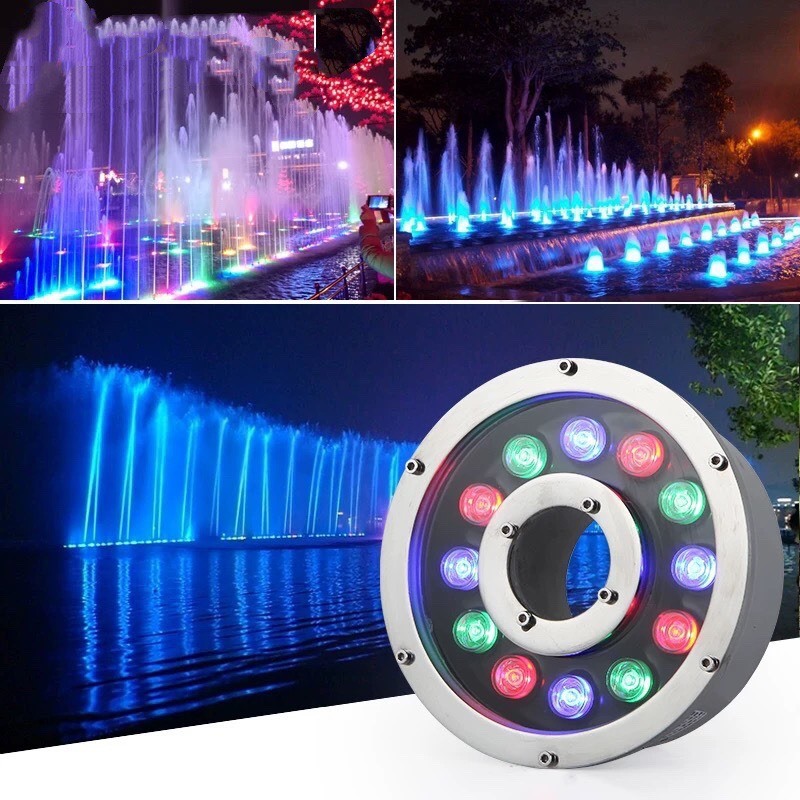12w 24VAC color-changing wheel-shaped recessed LED light, fountain ...
