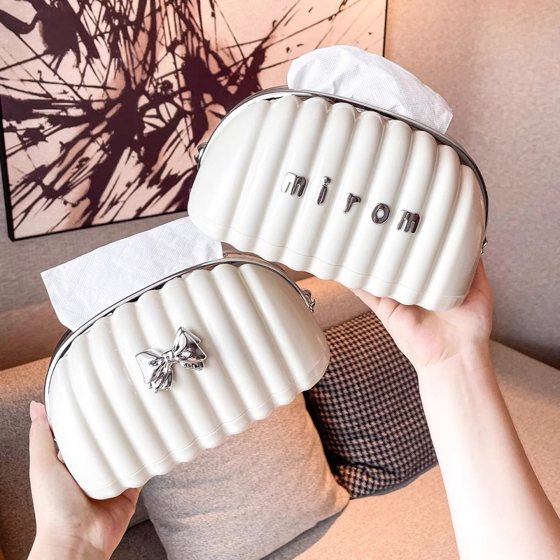 High-end Scallop-Shaped Desktop Paper Towel Box With Nordic Style Bow ...