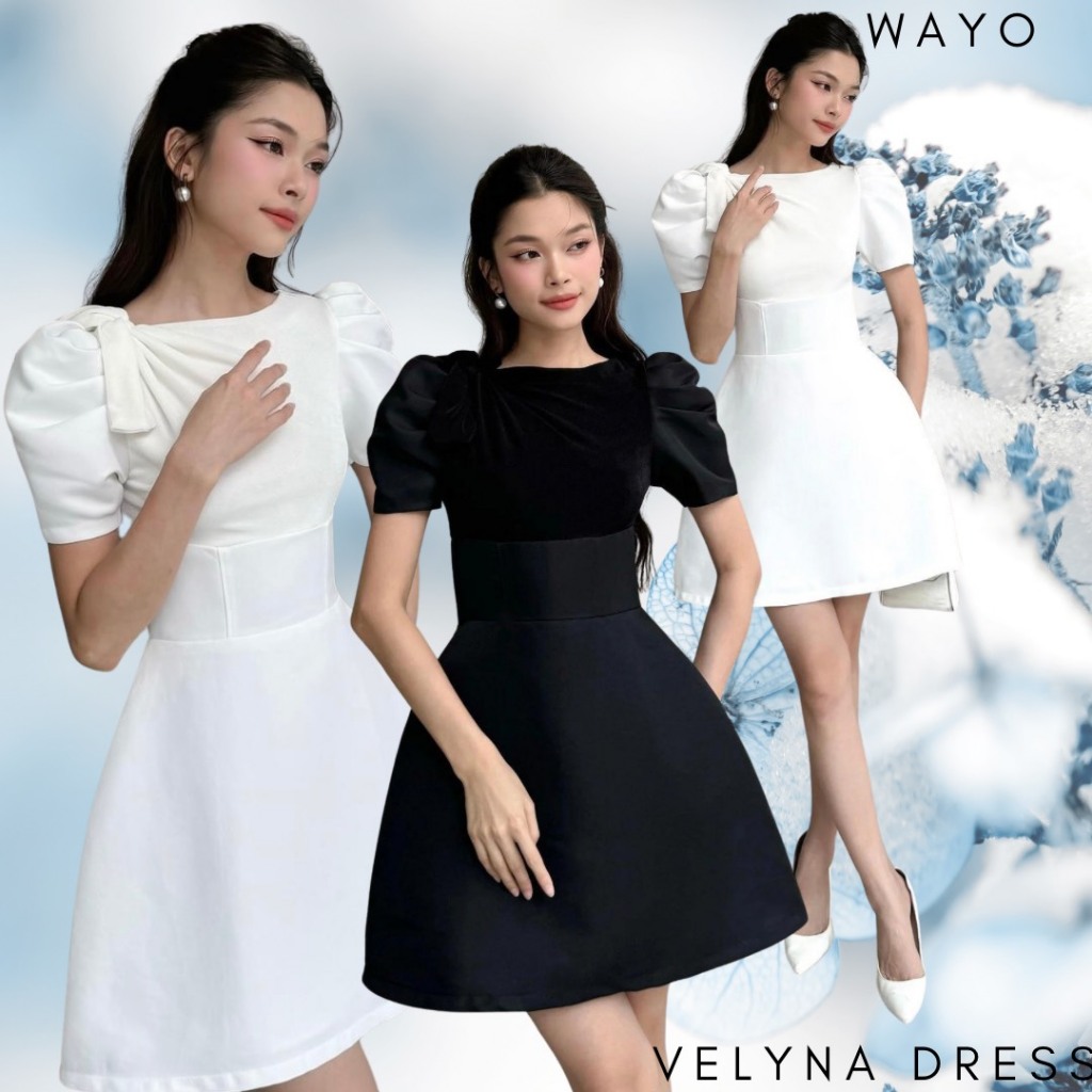 [Velyna Dress] WAYO Dress with elegant boat neck design and bow tie for ...