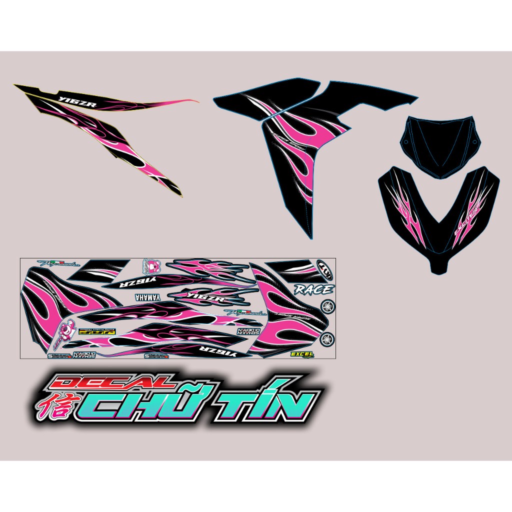 Exciter 155 Black And White Rose Fire Stamp For FULL Black Car Stickers ...