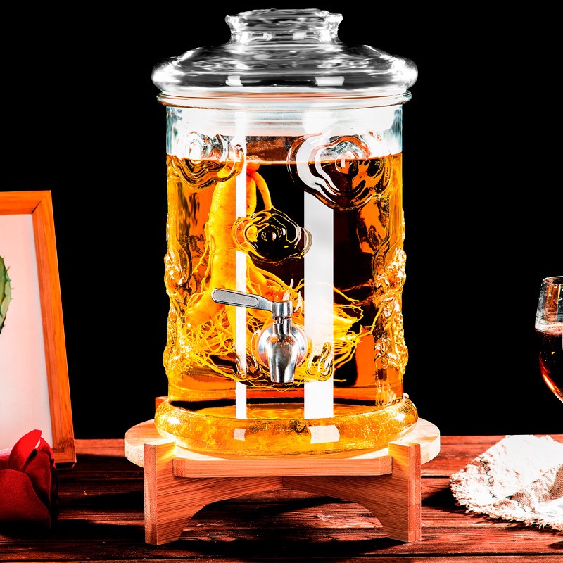Glass wine pitcher, cylindrical wine pitcher with capacity of 6 liters ...